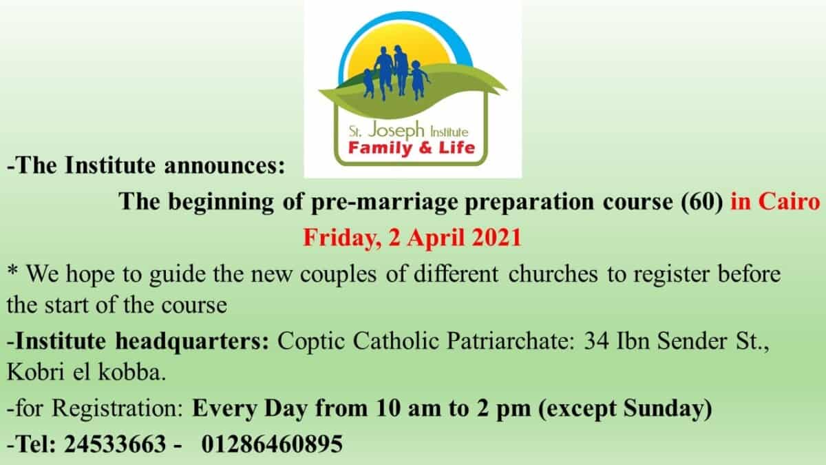 Pre-Marriage Preparation course (60) in Cairo - St Joseph Institute for ...